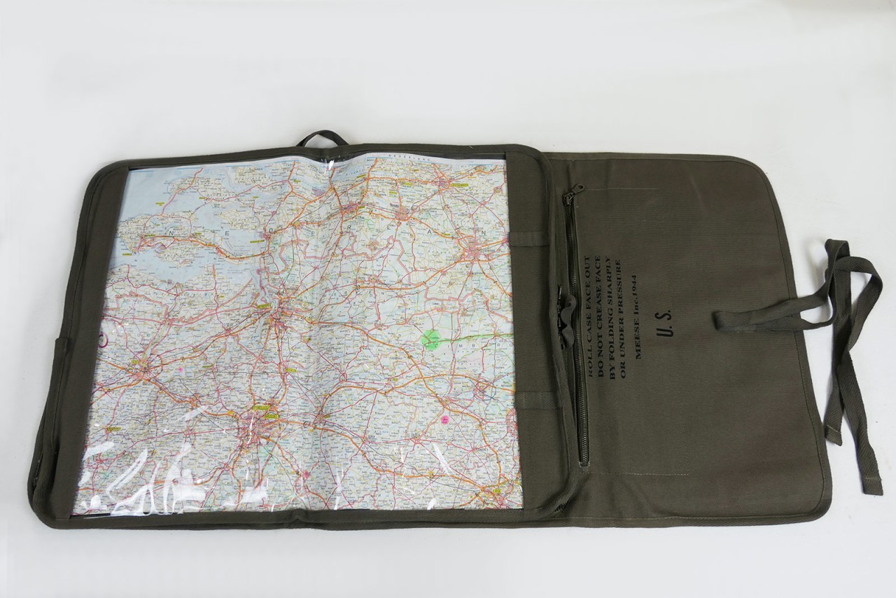 US ARMY WW2 JEEP CANVAS ROLL MAP CASE / ROLL MAP POCKET ROLLER WILLYS ...