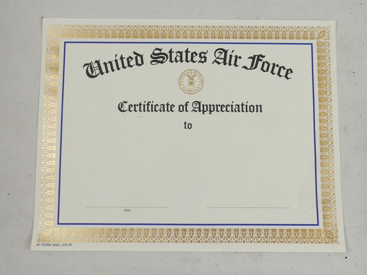 US - 1987 - United States Air Force - Certificates of Appreciation ...