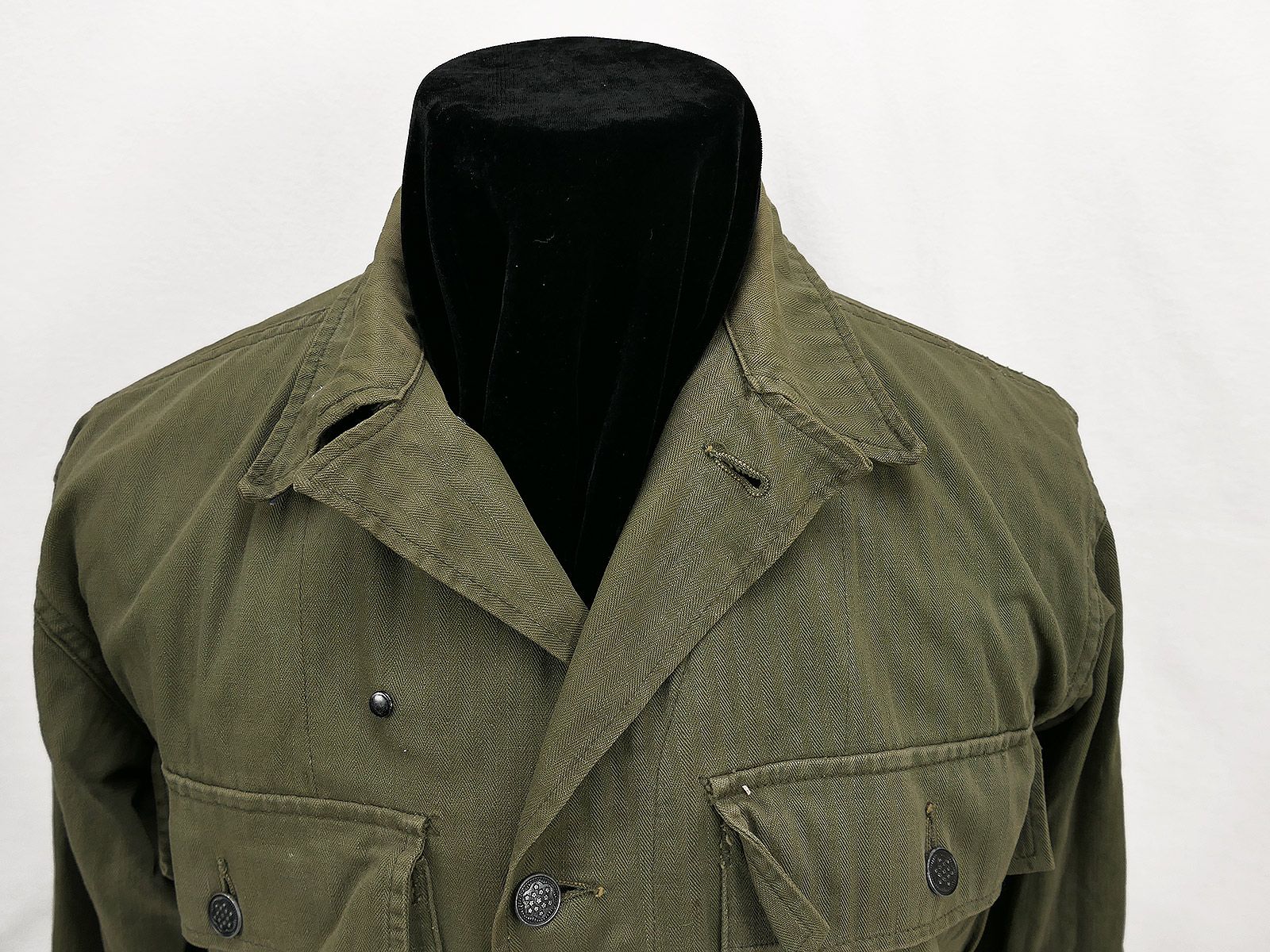 #B/ Single piece Original US ARMY WW2 HBT Herringbone Twill Jacket ...