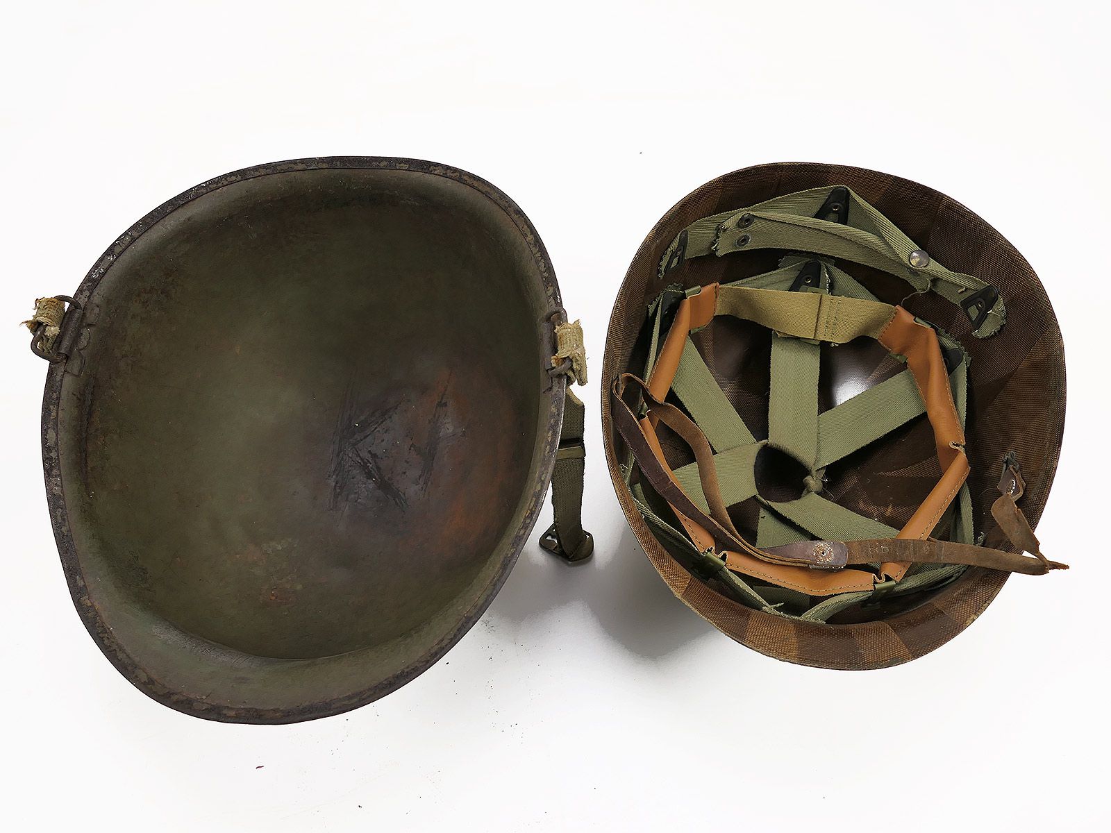 US Army WW2 M1 Front Seam Helmet (Stahlhelm) with liner / chin strap ...