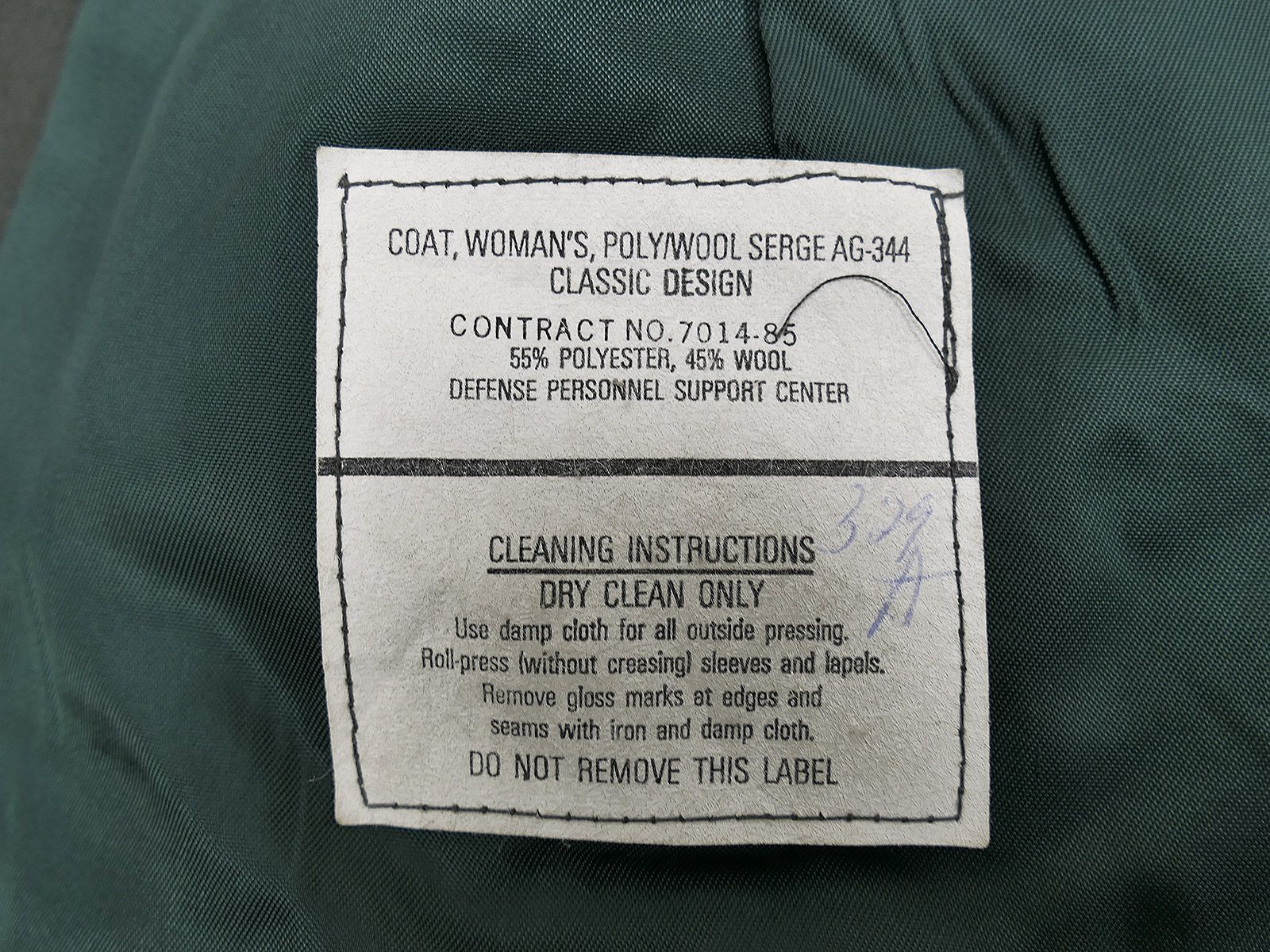 US ARMY Coat Woman`s Serge AG-344 Size 14 Classic Green Service Dress ...