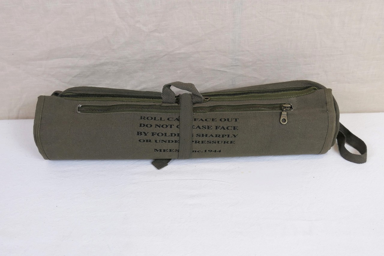 US ARMY WW2 JEEP CANVAS ROLL MAP CASE / ROLL MAP POCKET ROLLER WILLYS ...