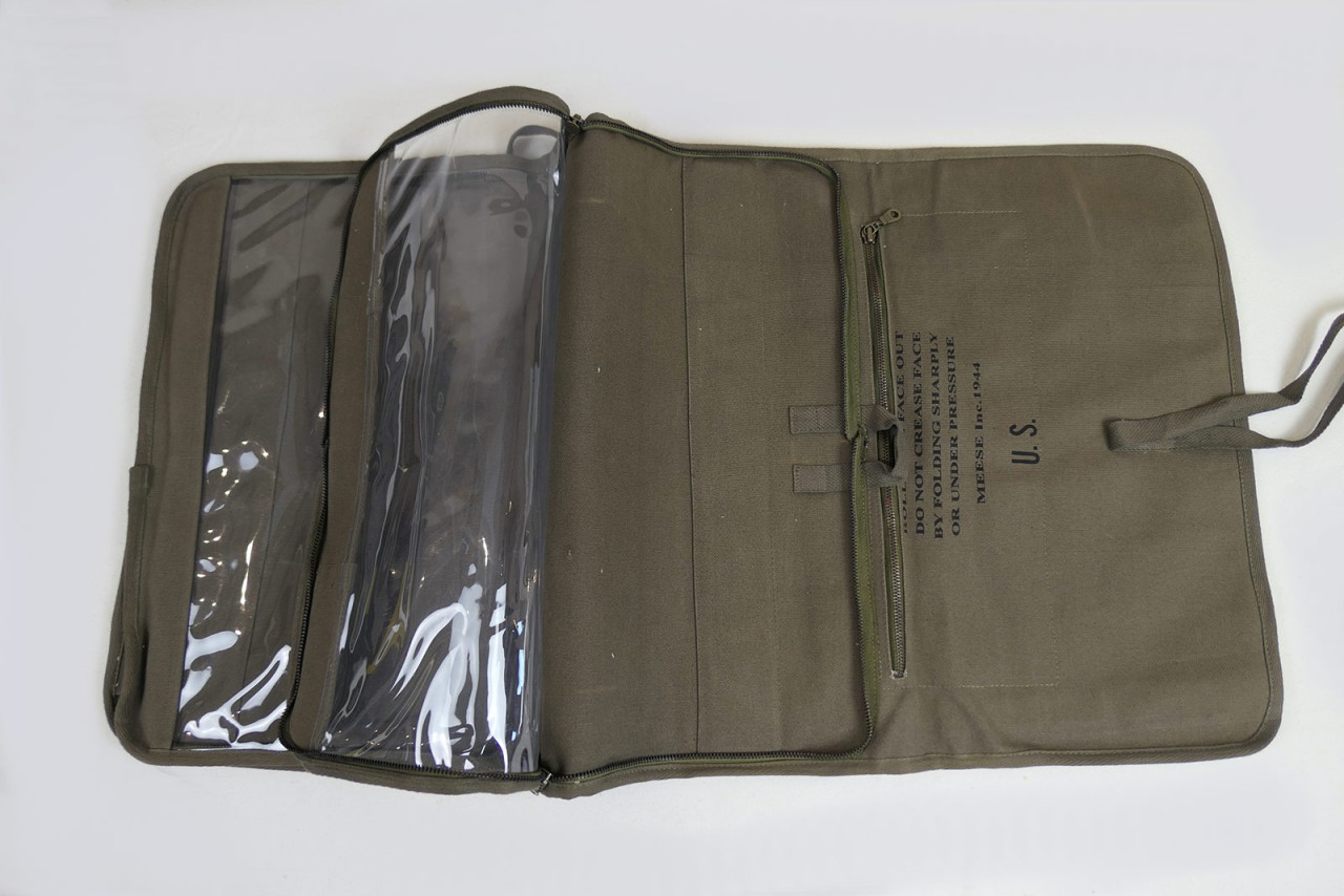 US ARMY WW2 JEEP CANVAS ROLL MAP CASE / ROLL MAP POCKET ROLLER WILLYS ...
