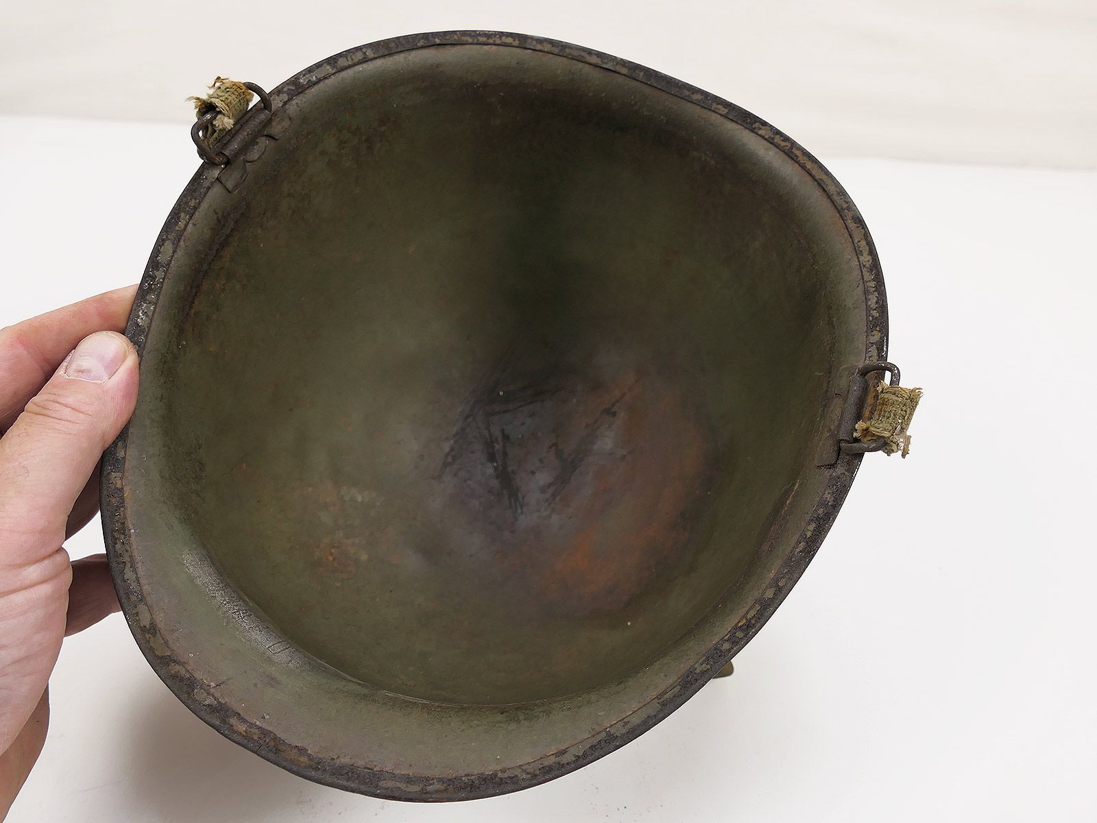US Army WW2 M1 Front Seam Helmet (Stahlhelm) with liner / chin strap ...