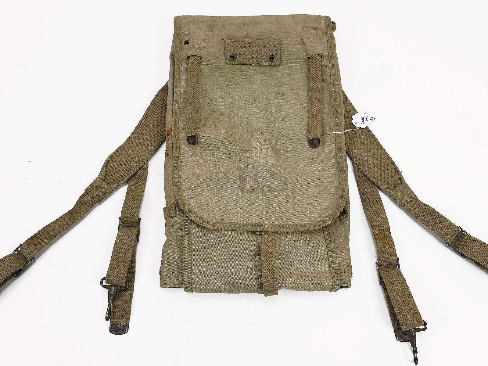 Original US Army WW2 M-1928 Haversack khaki / Collection BATTLE WORN ...