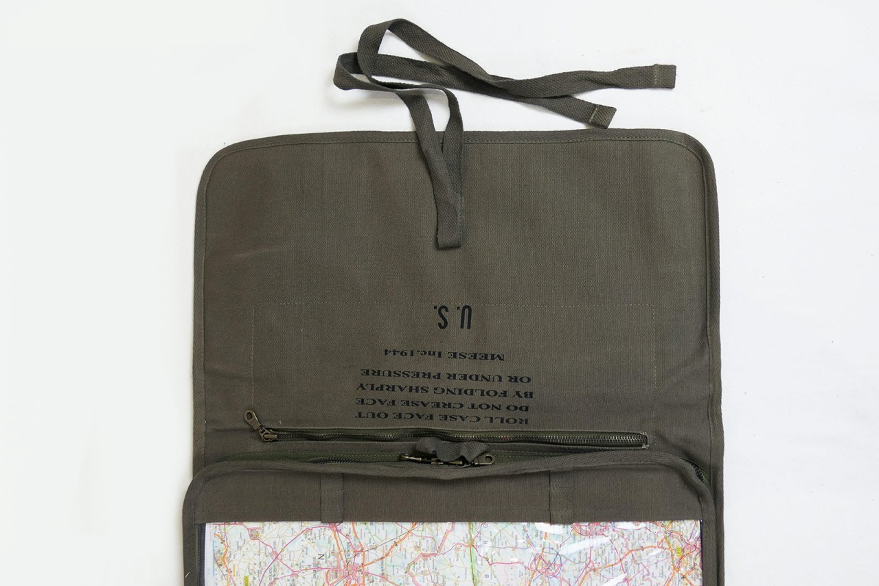 US ARMY WW2 JEEP CANVAS ROLL MAP CASE / ROLL MAP POCKET ROLLER WILLYS ...