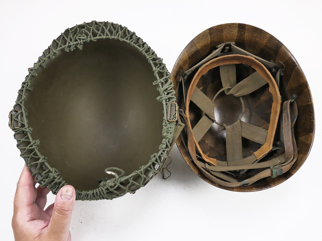 TYPE US WW2 M1 Helmet steel helmet with liner / chin strap helmet net ...