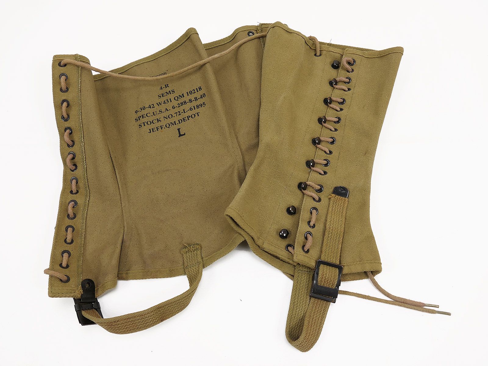 Single pair - WW2 US ARMY Gaiters M1938 Canvas Leggings M-1938 Gr.4R ...