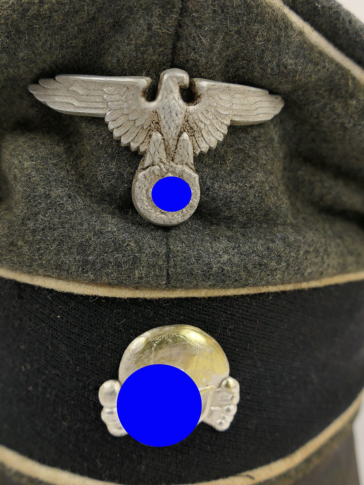 Waffen SS peaked cap infantry crusher cap old style size 57/58 crumpled ...